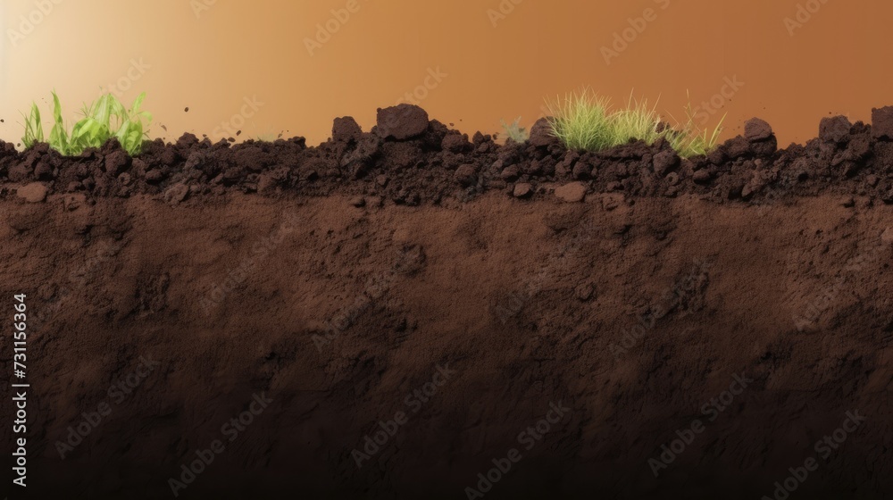 Cross-section showing different layers of soil and plants Stock ...