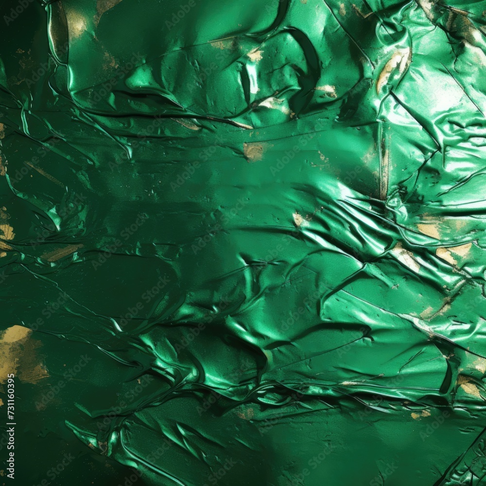 Green Foil Texture Background. Shiny Metallic Foil with Green Paint and ...