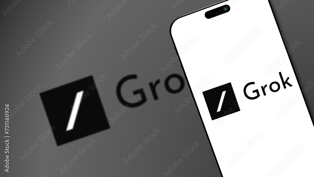 Istanbul, Turkey - 7 February 2024: Grok brand logo on smartphone ...