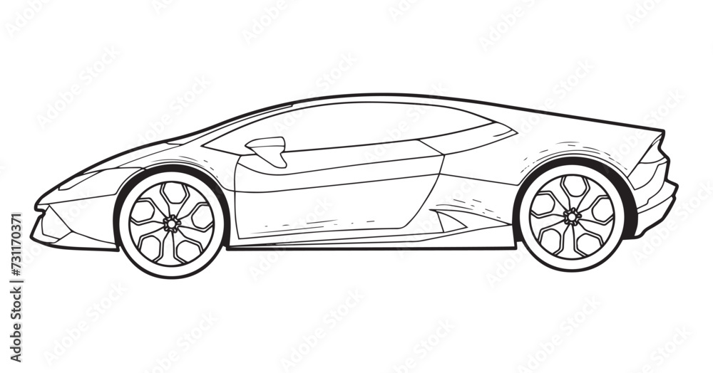 Super car outline side view Stock Vector | Adobe Stock