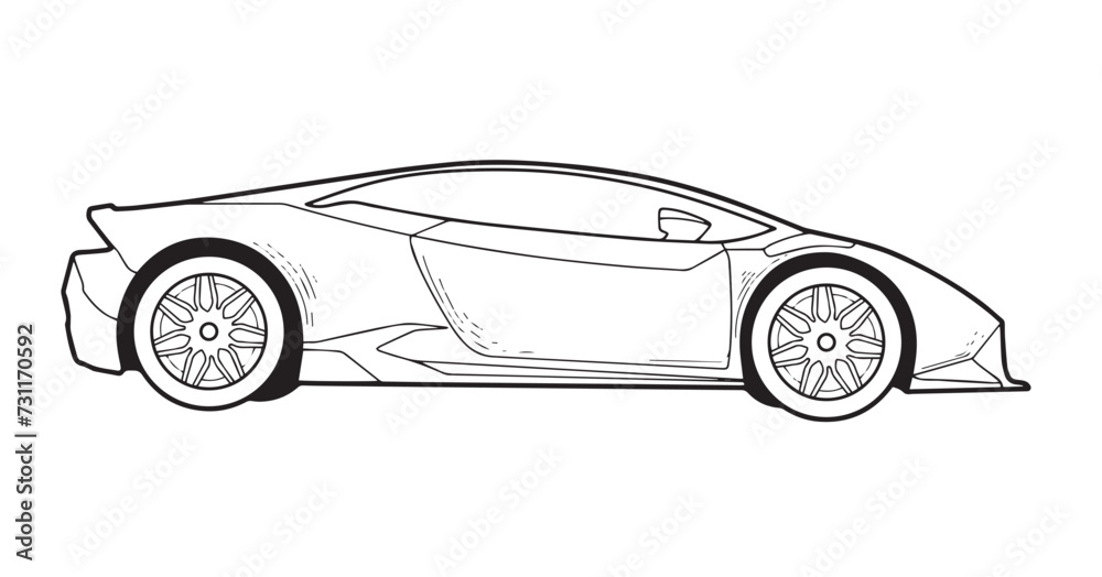Super car outline side view Stock Vector | Adobe Stock