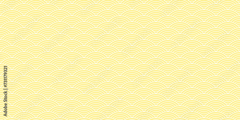 Sunlit Scalloped Waves Design, A continuous, bright yellow scalloped ...
