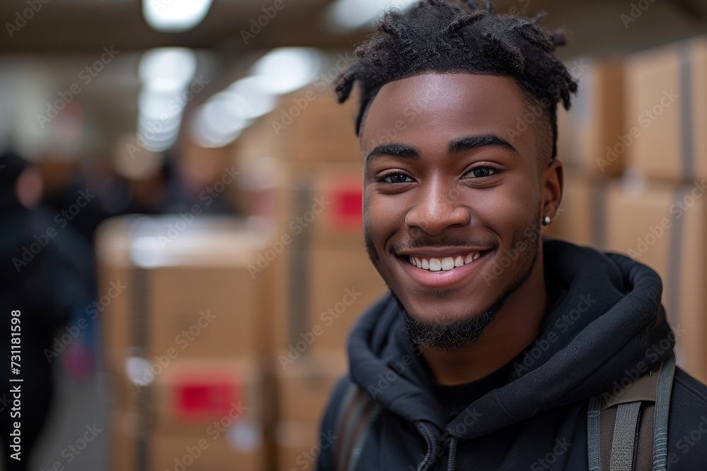 A stylish man exudes confidence as he flashes a warm smile at the ...