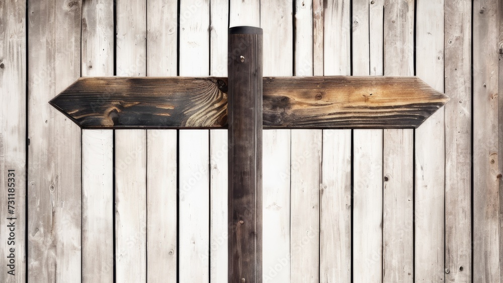 Foot sign board made of planks on a light wood background, wood texture ...