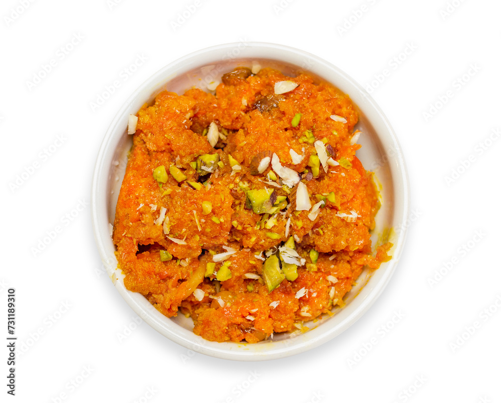 Gajar Ka Halwa, Sweet Dessert Pudding, Garnished with Almonds and ...