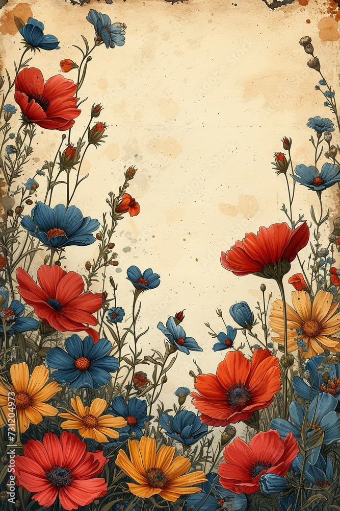 Nature-Inspired Printable Writing Page with Delicate Wildflower Border ...