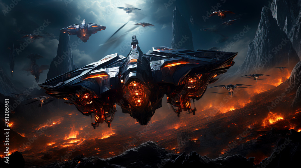 Interstellar Warzone: Galactic Fleet Engagement created with Generative ...