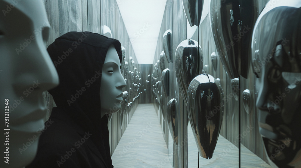 visualize a scene of transformation where an individual navigates ...