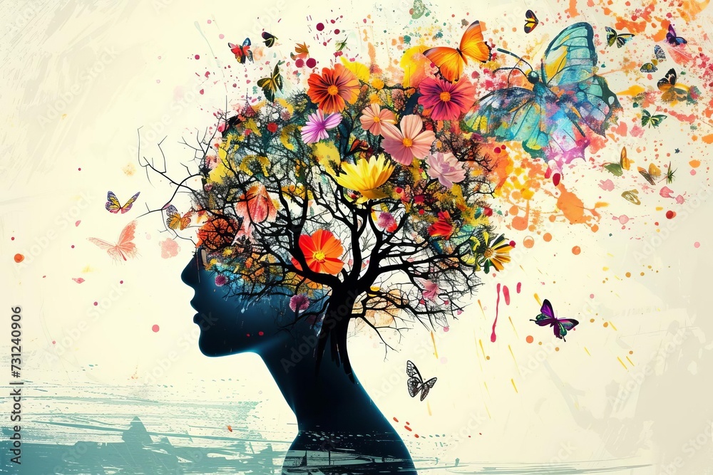 Artistic representation of the human mind A flourishing tree of ...