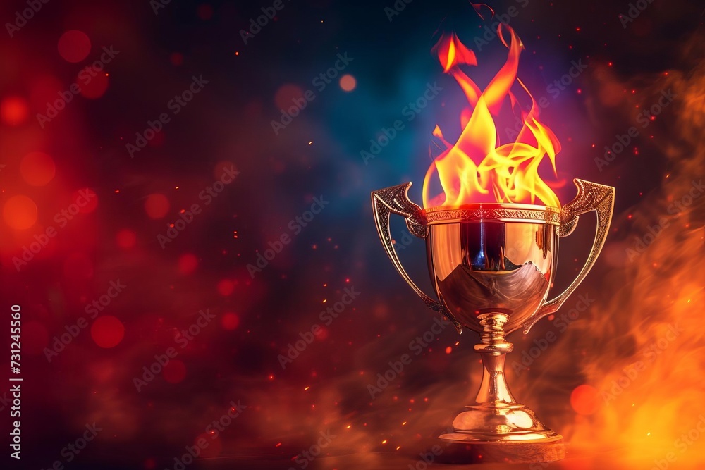 Winner trophy with flames A powerful and dynamic image A symbol of ...