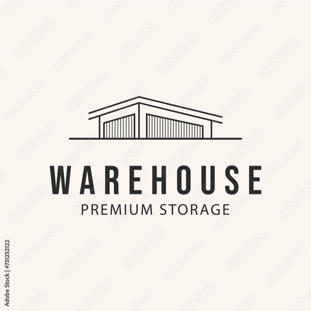 warehouse line art logo design vector. Stock Vector | Adobe Stock