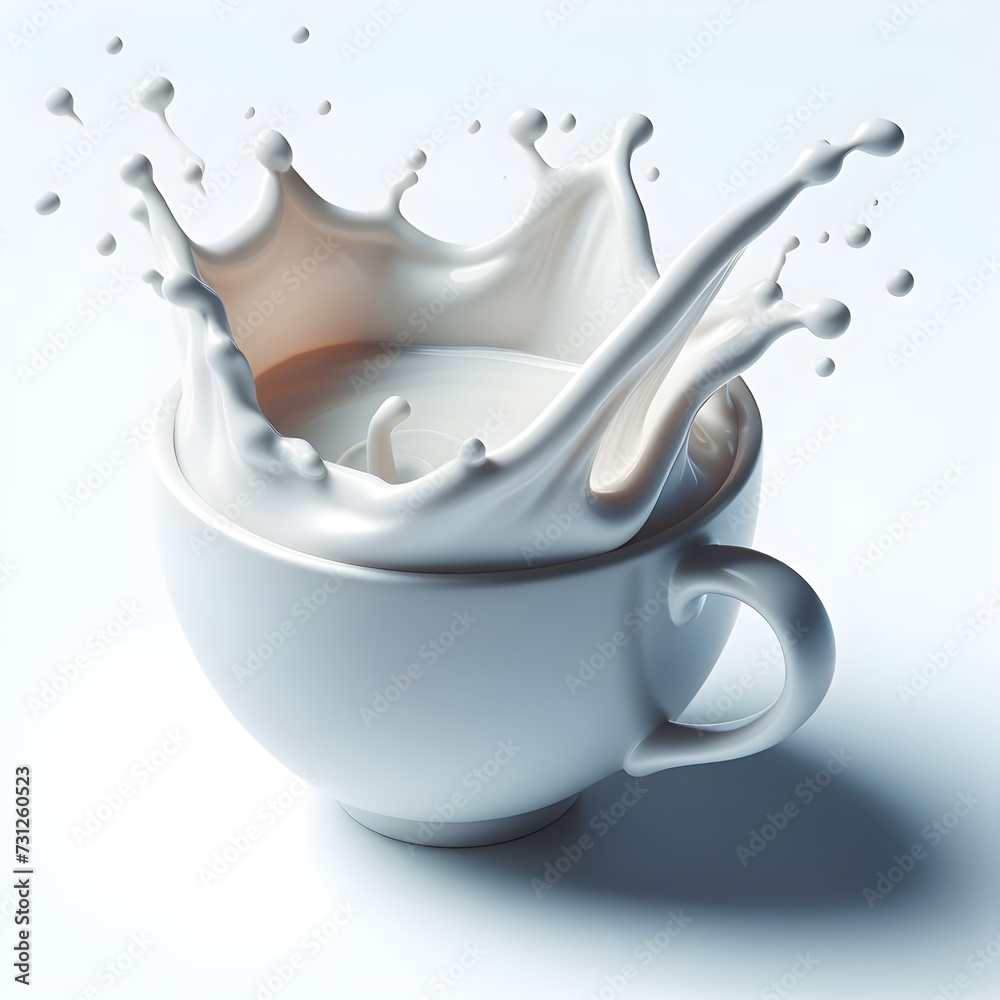milk falling into a cup, conceptual photo cup overflowing milk ...