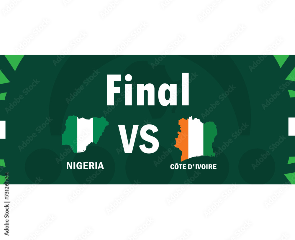 Nigeria And Ivory Coast Match Final Flags Map African Nations 2023 ...