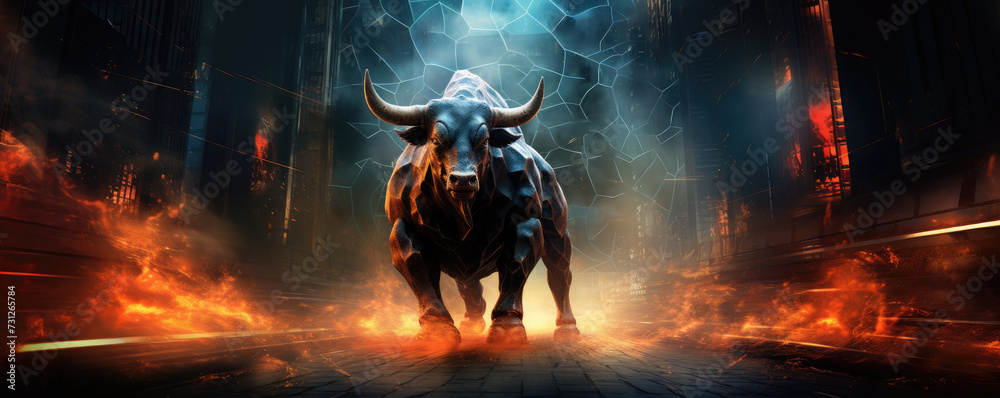 Finance bull market design. Bulls bussiness investment background ...