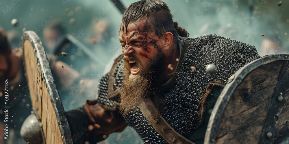 Viking fighting in battle Stock Illustration | Adobe Stock