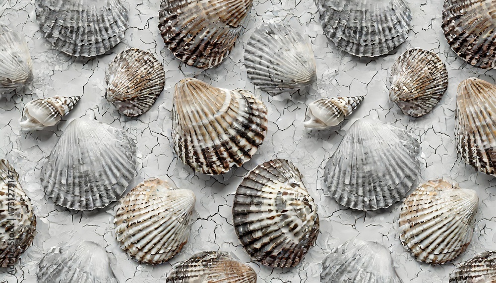 seamless pattern of sea shells on white background manual graphics ...