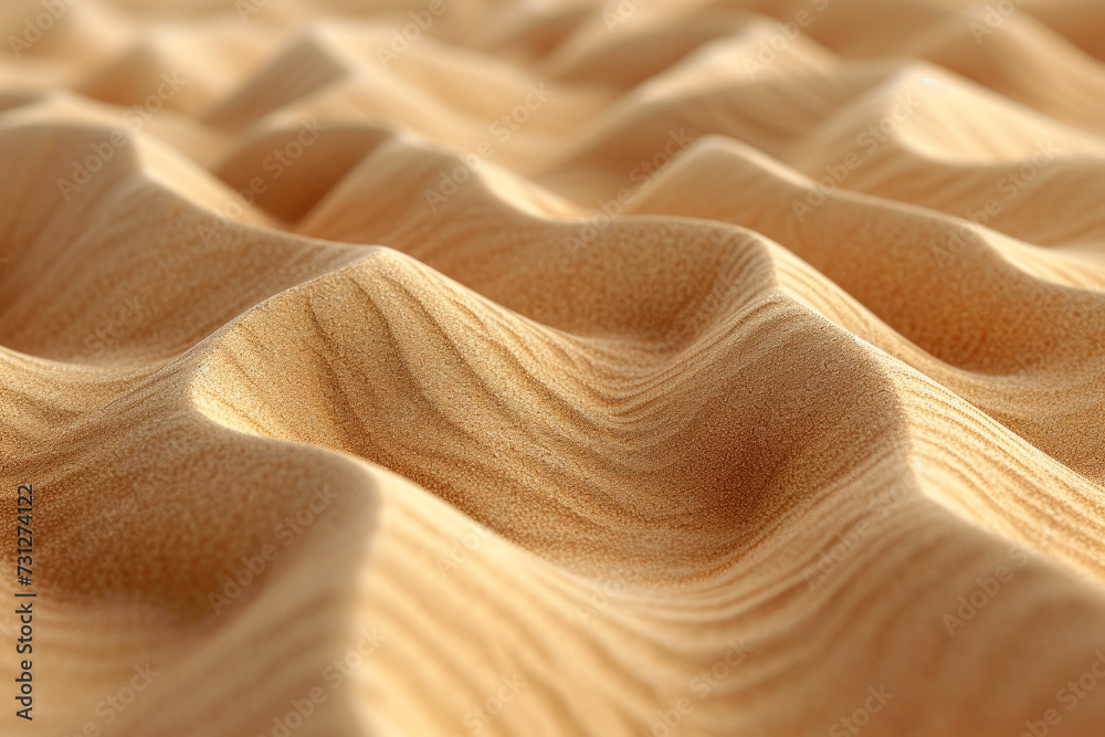 An abstract close-up of rippling sand dunes in the desert, highlighting the intricate patterns ...