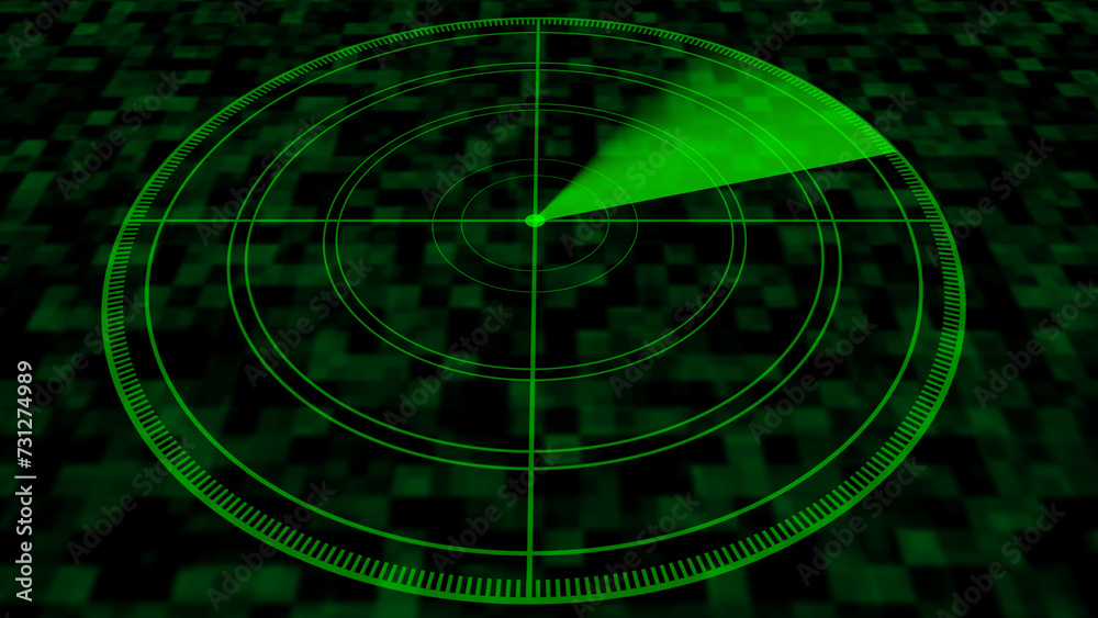 Green radar Navigation is looking for objects. Animation - a green ray ...