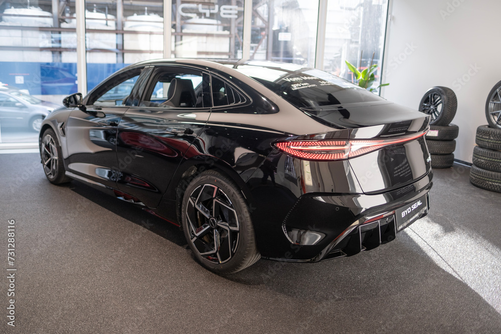 new black BYD Seal 2024 Electric Car rear view, SUV Chinese ...