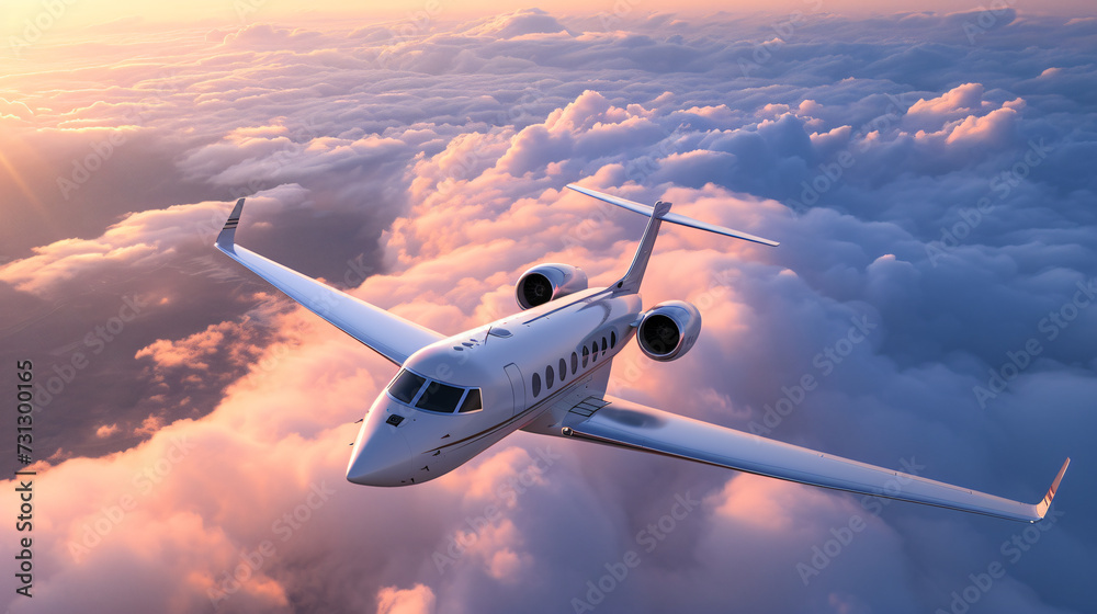 A mesmerizing aerial view of a cutting-edge luxury private jet ...