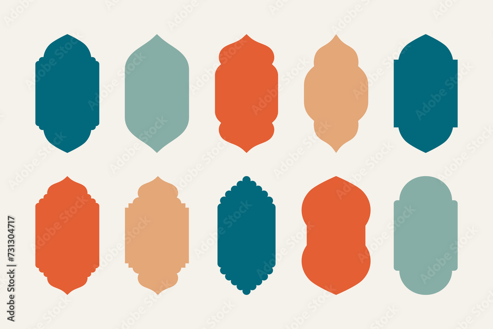 Set of colorful flat arab windows frame silhouettes. Vector ...