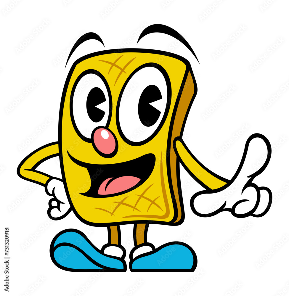 Cartoon style waffle character. Isolated on white background. Stock ...