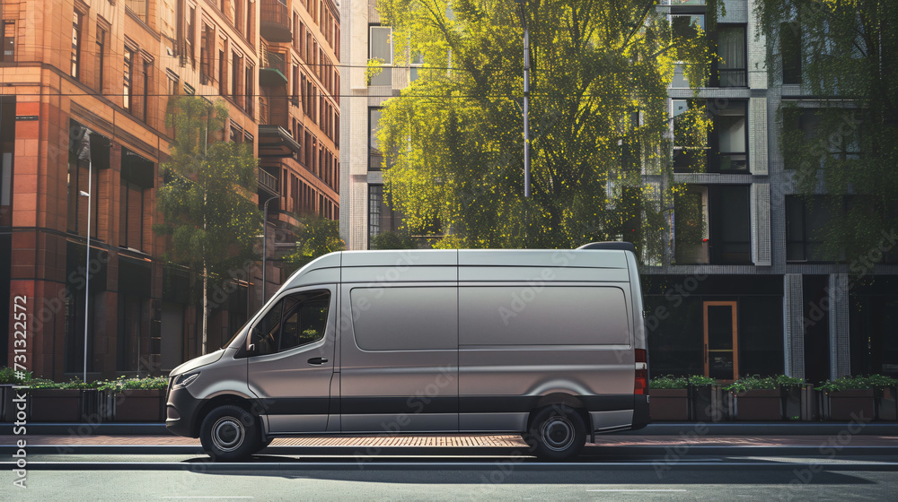 A stunning vehicle wrap mockup on a blank van is parked amidst the ...