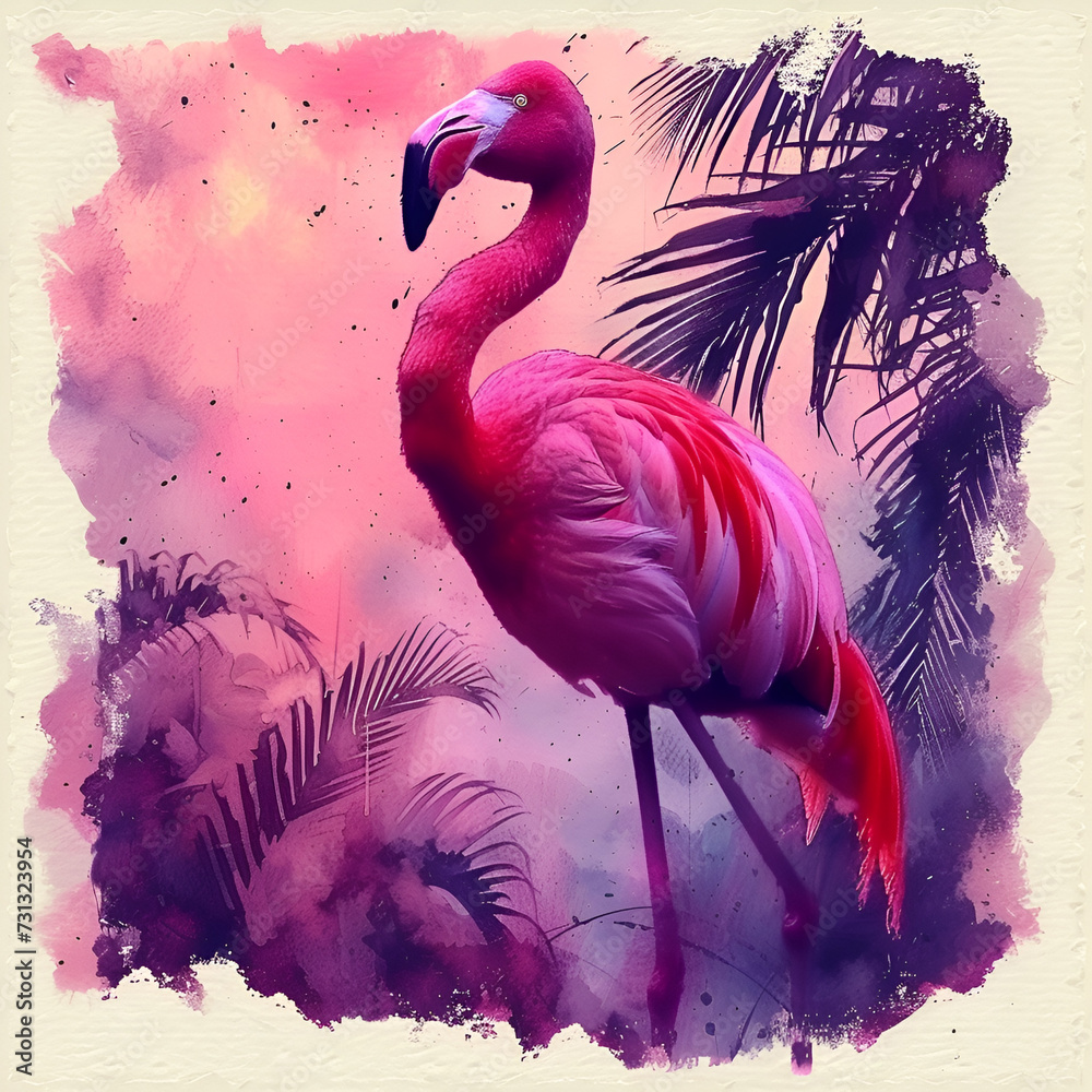 Tropical Flamingo Clipart, Flamingo Watercolor, Animal Clipart, Cute ...