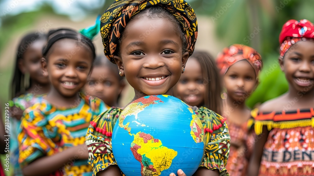 International day of peace concept african children holding earth globe ...