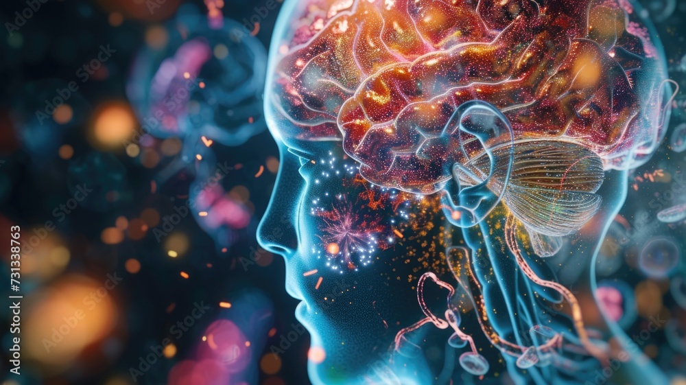 Profile of a woman with a graphic overlay of a brain, symbolizing ...