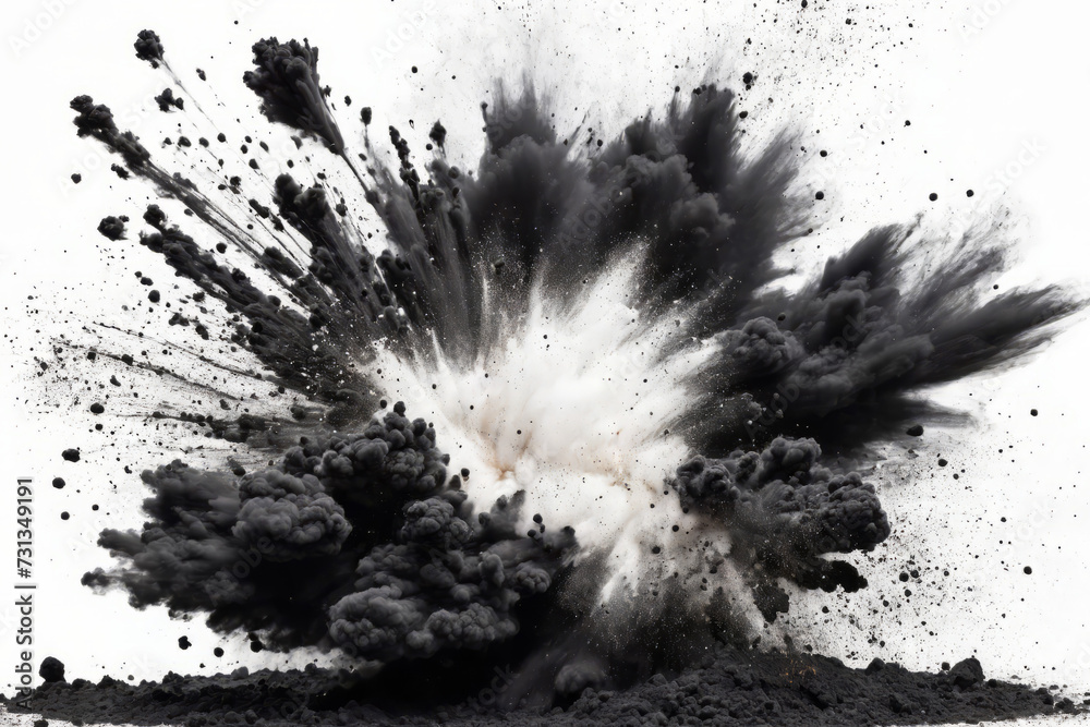 Charcoal Explosion: Abstract Black and White Powder Burst with Isolated ...