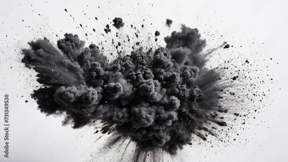 Charcoal Explosion: Abstract Black and White Powder Burst with Isolated ...