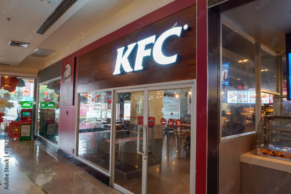 Bangkok, Thailand - February 14, 2024 Logo KFC is an American fast food ...