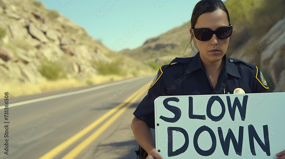 Women police officer or female cop wearing uniform and sunglasses ...