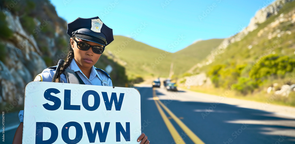 Women police officer or female cop wearing uniform and sunglasses ...