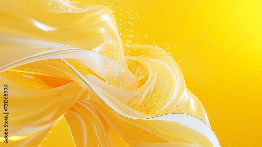 3D render of a dynamic motion graphic on a bright yellow background ...