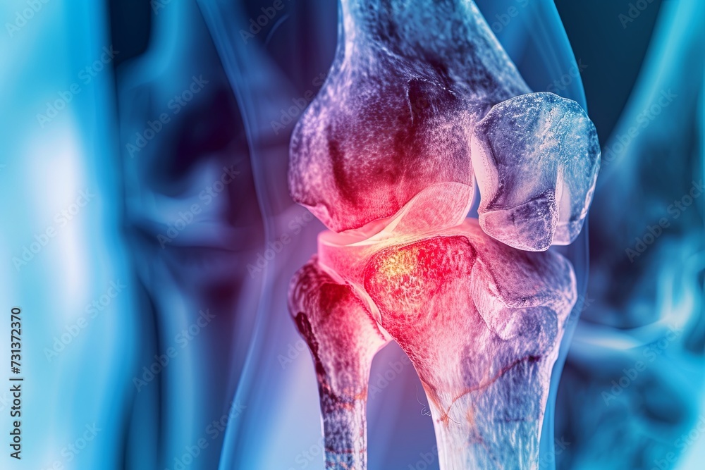 X-ray image highlighting the color zones indicating leg pain areas ...