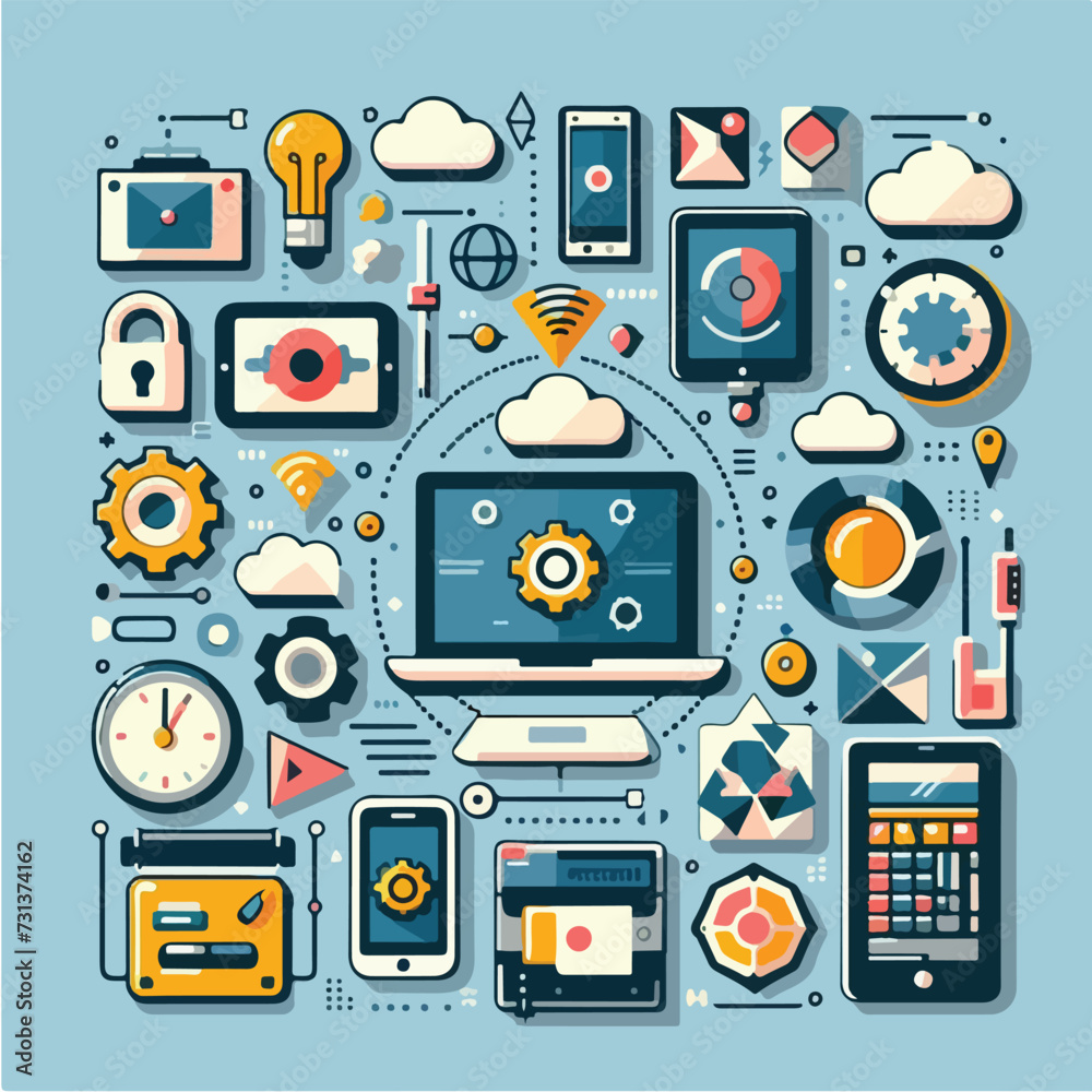 Vetor de Dynamic Technology Vector Illustrations: Transforming Tech ...