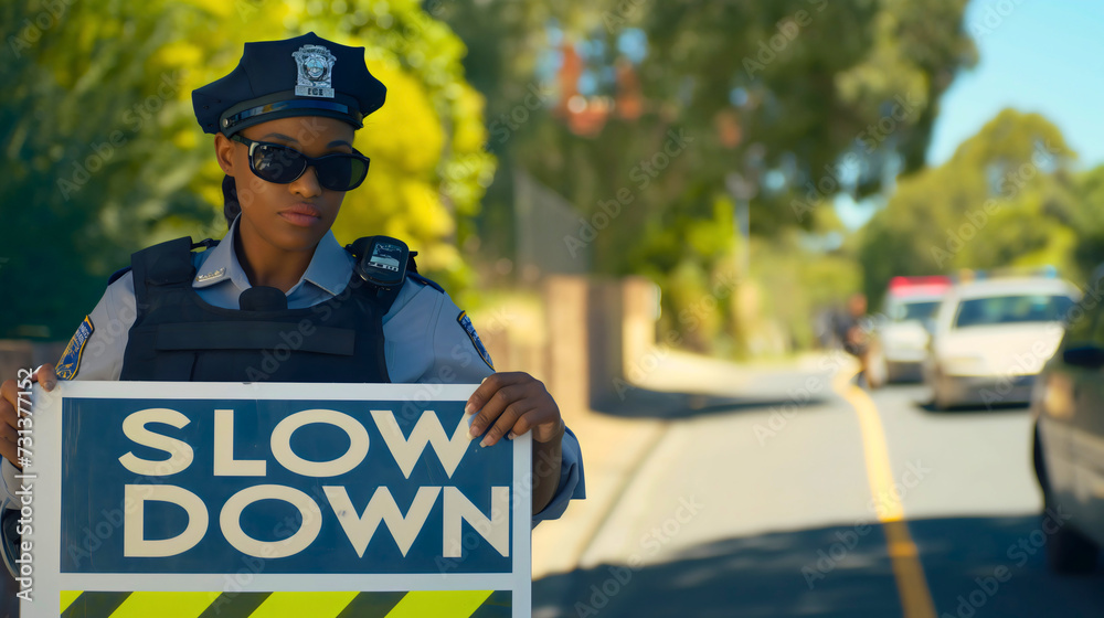 Women police officer or female cop wearing uniform and sunglasses ...