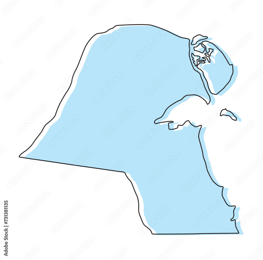 kuwait map, kuwait vector, kuwait outline, kuwait Stock Vector | Adobe ...