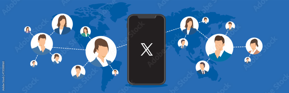 SNS icon logo smartphone app X, twitter, instagram, youtube, facebook ...