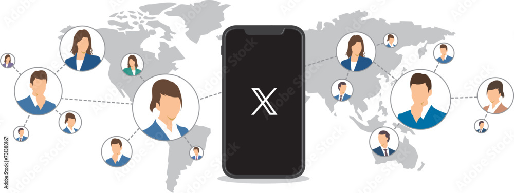 SNS icon logo smartphone app X, twitter, instagram, youtube, facebook ...