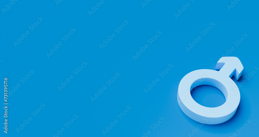 Man symbol in lower right corner of horizontal image with blue stage ...