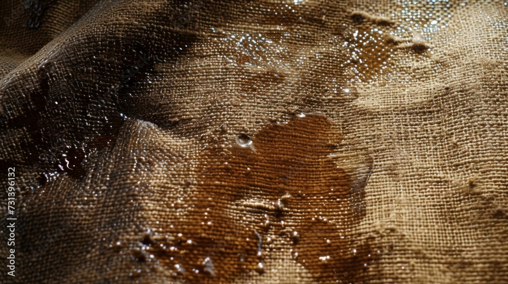 Zoomed view of textile with oil marks, showcasing detailed fabric ...