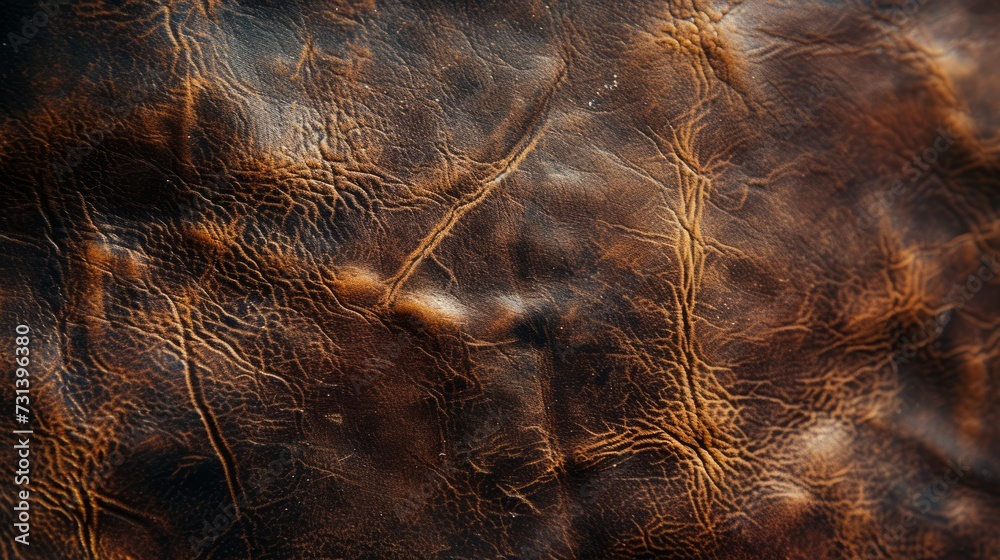 Zoomed-in view of aged leather with oil stains, showcasing the worn ...