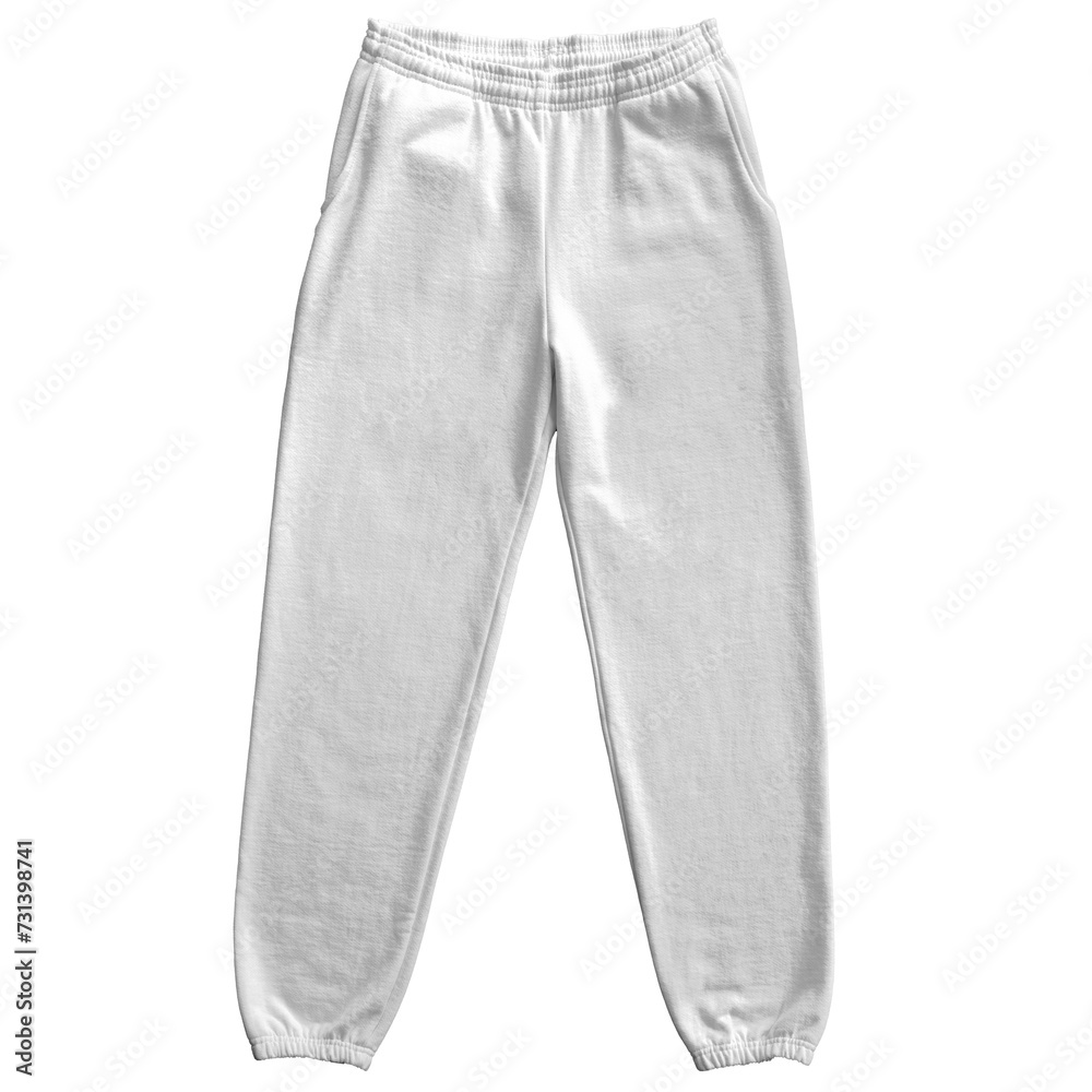 Blank Sweatpants Color White Front View Template Mockup on Transparent ...