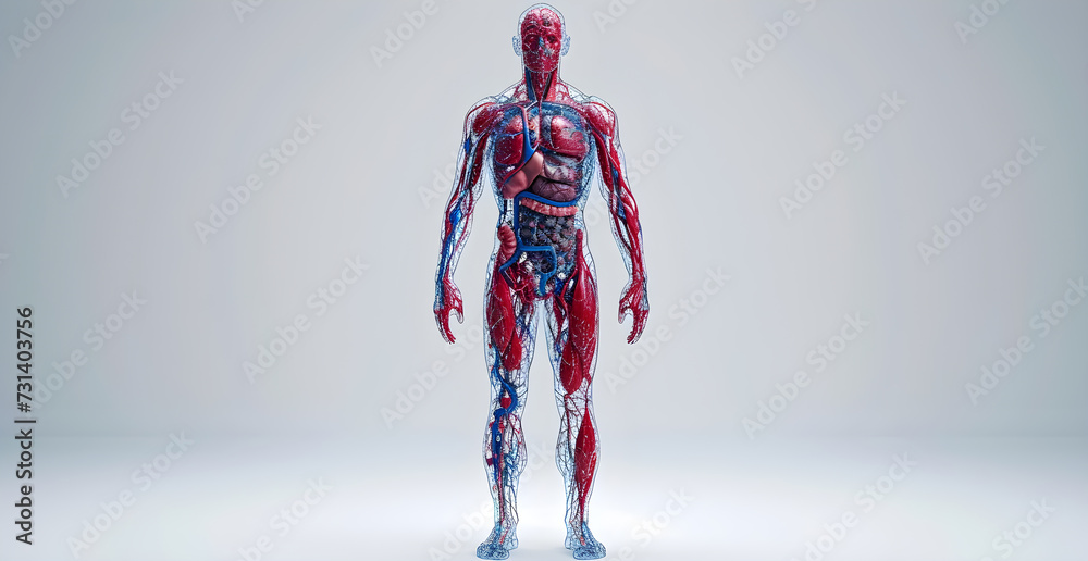 3d illustration of human body anatomy of the circulatory system with ...