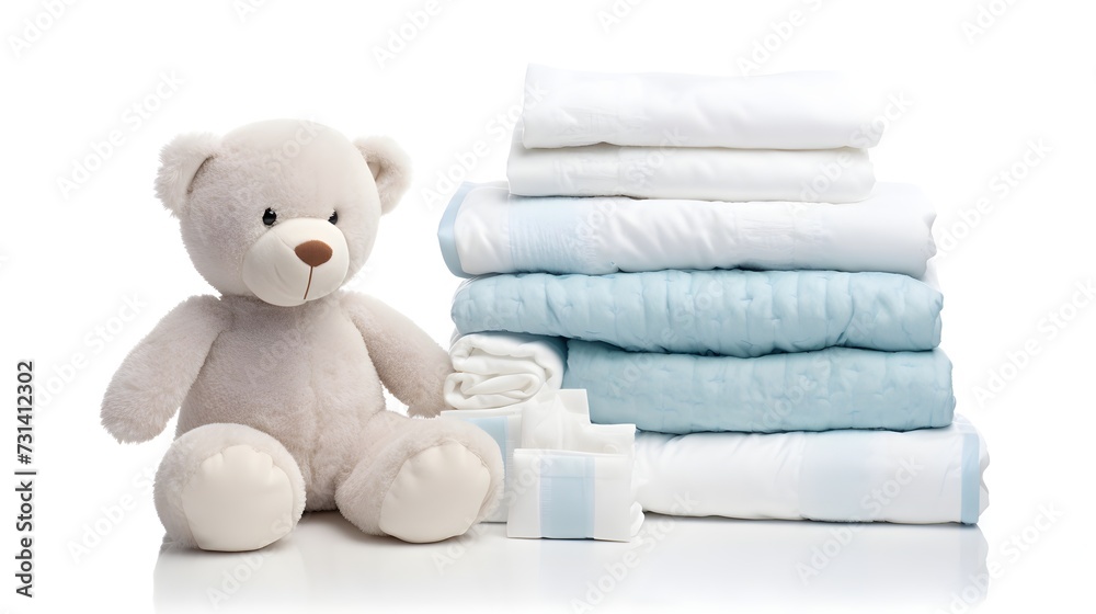 Diapers and baby wipes, a diaper-changing essentials display Stock ...