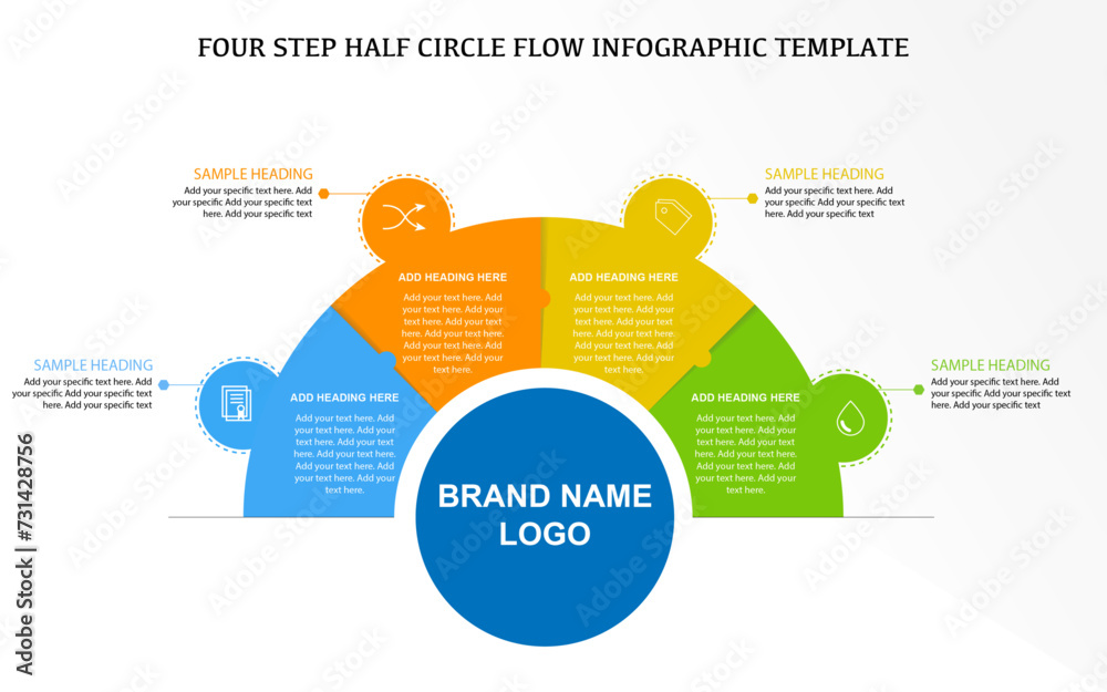 Half circle icon based infographic business template design, half ...