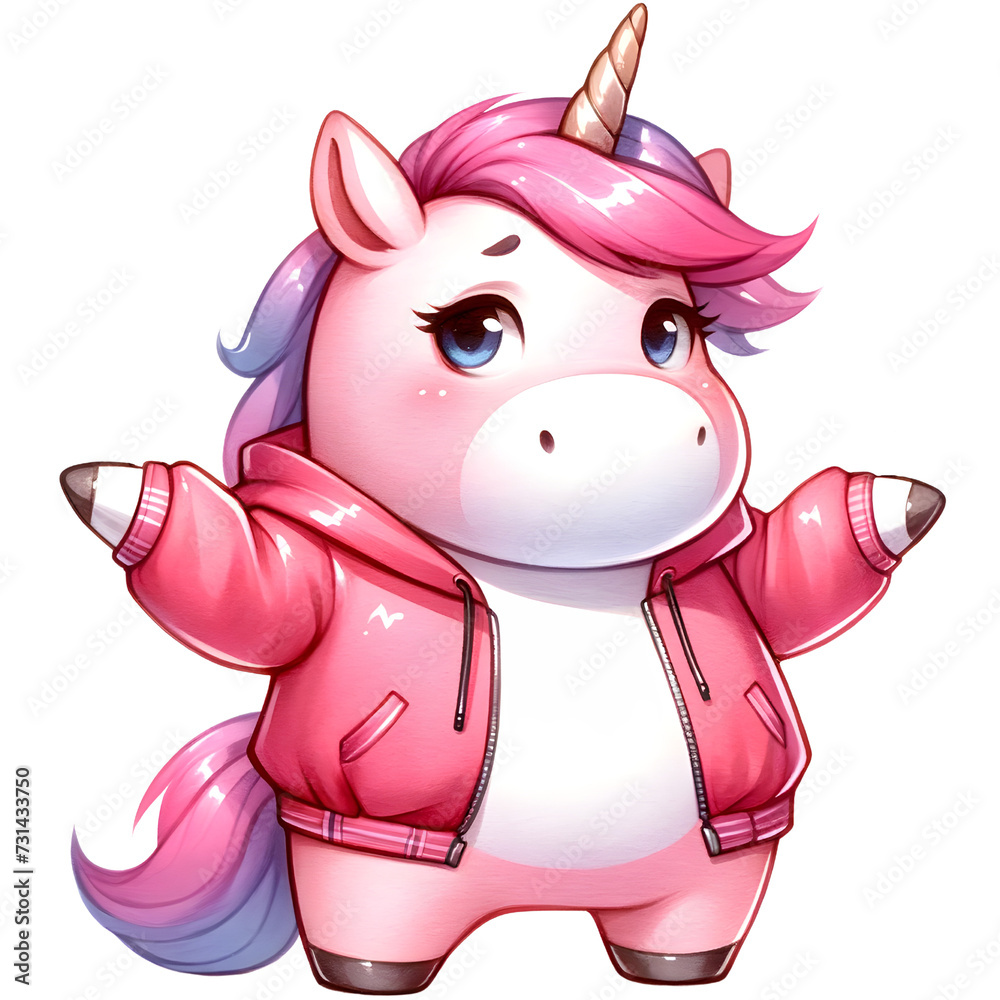 Fat unicorn Watercolor clipart bundle, Collection Clipart,Clipart ...